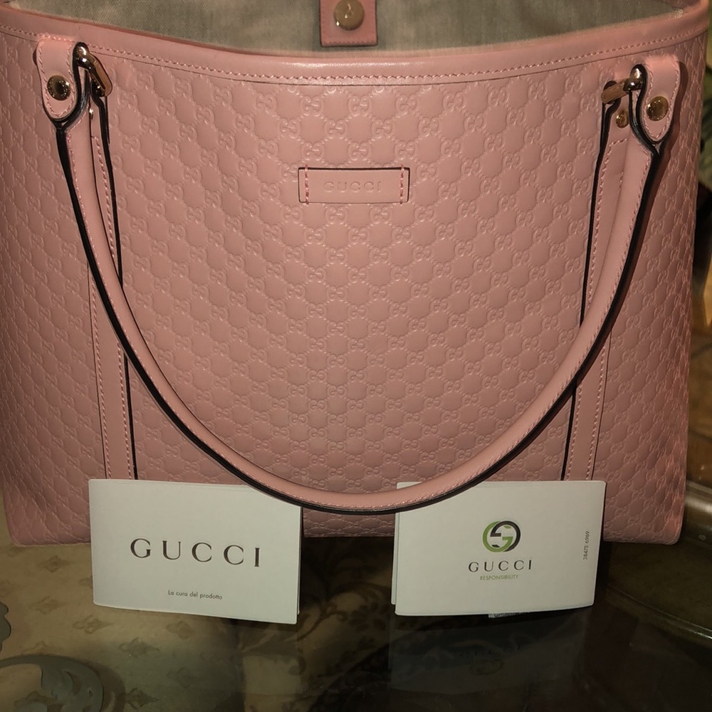 Light Pink Guccissima Tote Bag W/ Matching Wallet - Gem
